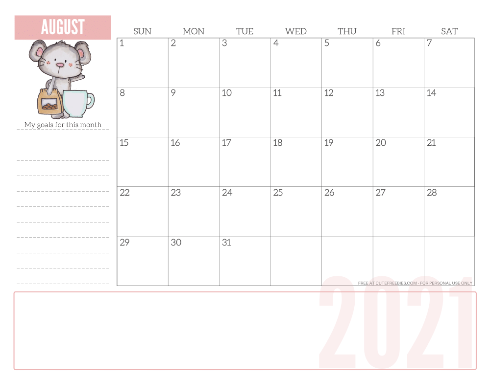 2021 Cute Mouse Calendar – Free Printable! - Cute Freebies For You