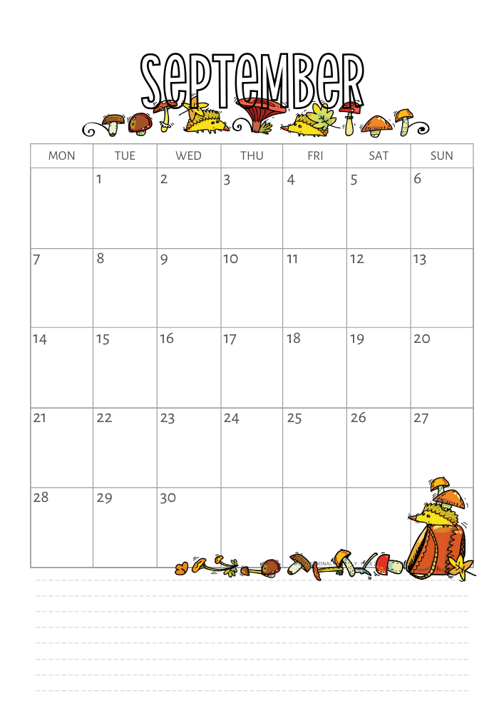 Free Printable September 2020 Calendar - Cute Freebies For You