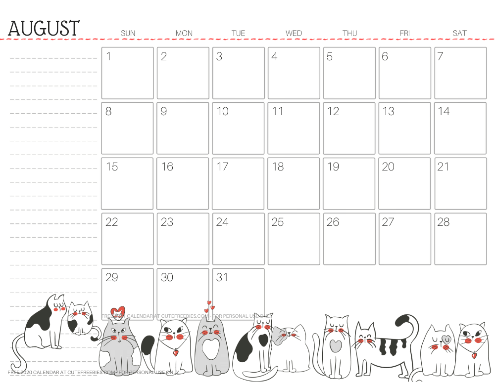 Free Printable August 2021 Calendar PDF - Cute Freebies For You