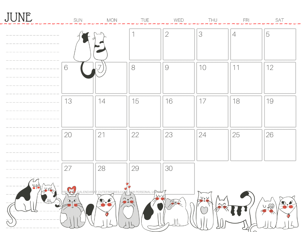 Free Printable June 2021 Calendar PDF - Cute Freebies For You