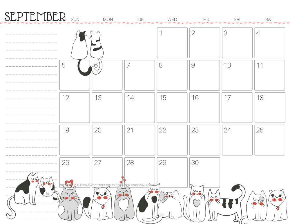 Free Printable September 2021 Calendar PDF - Cute Freebies For You