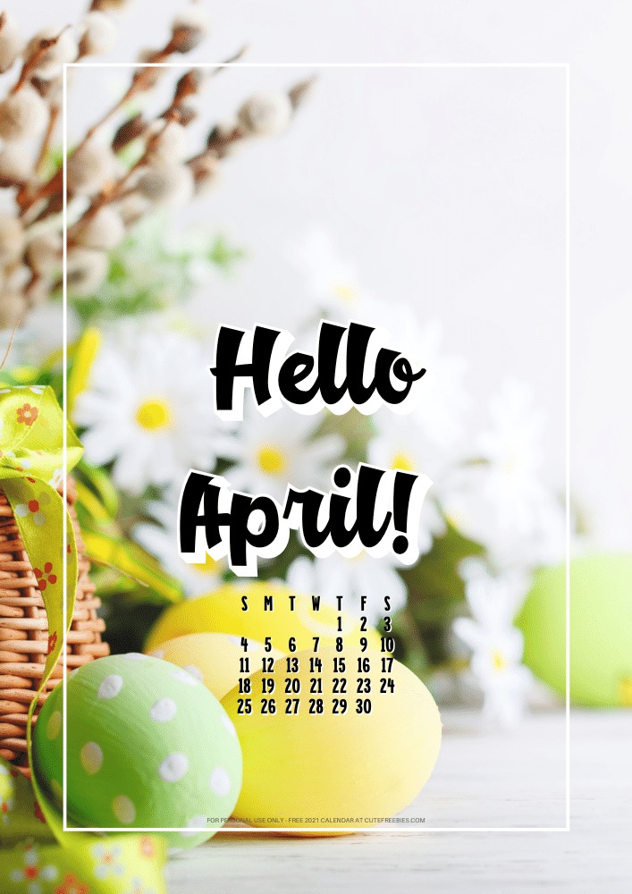 Free Printable April 2021 Calendar PDF - Cute Freebies For You