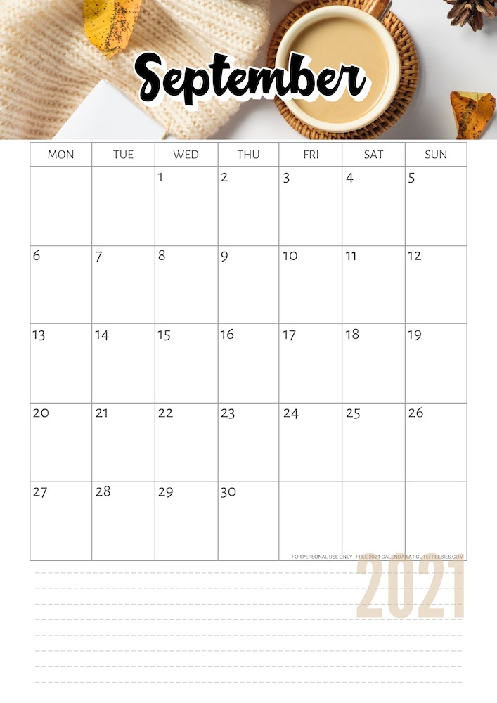 Free Printable September 2021 Calendar PDF - Cute Freebies For You