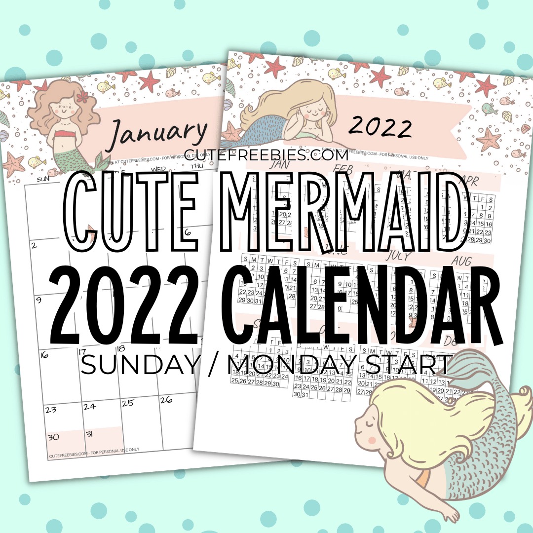 2022 Free Printable Little Mermaid Calendar - Cute Freebies For You