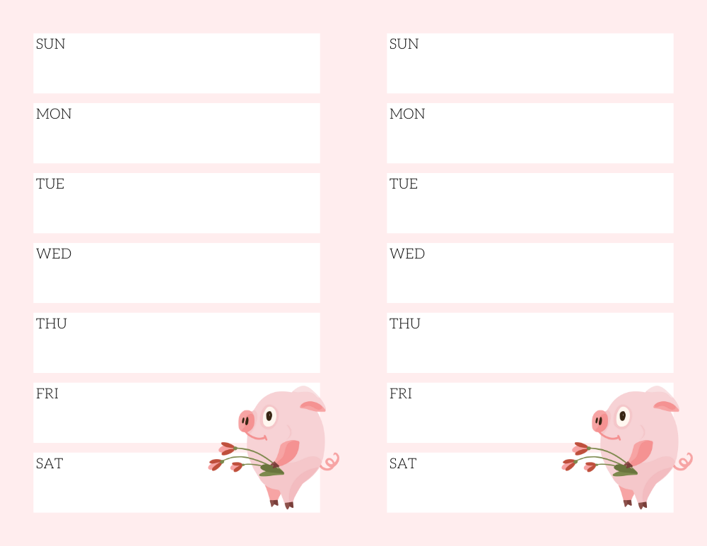 2026 Monthly Planner Calendar – Cute Pigs Free Printable - Cute ...