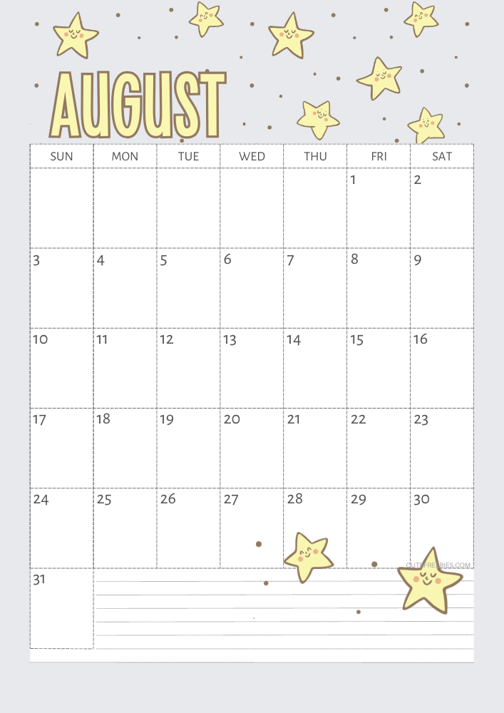 2025 Cute Stars Yellow Planner – Free Printable - Cute Freebies For You