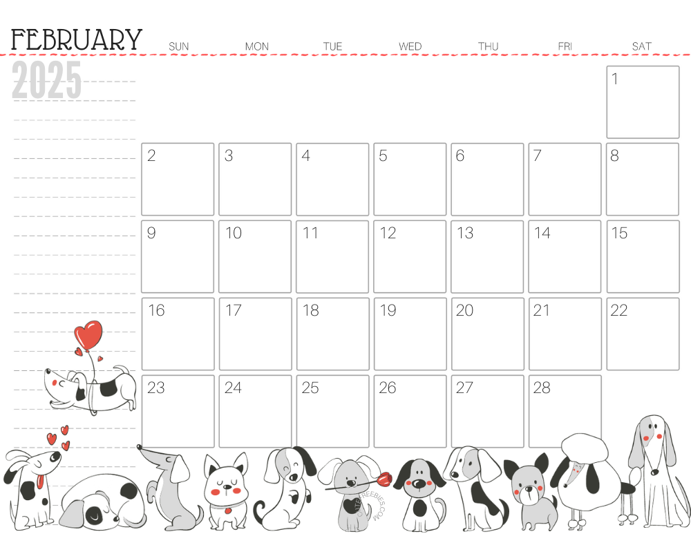 2025 Free Printable Dogs Calendar For A Happy Year - Cute Freebies For You