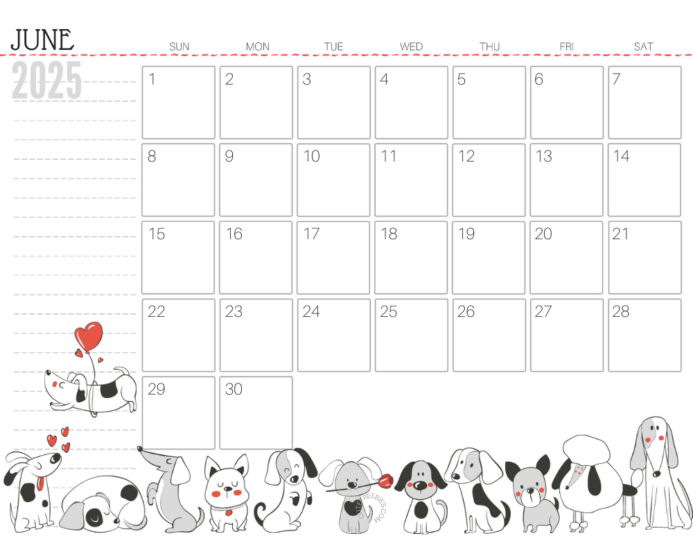 2025 Free Printable Dogs Calendar For A Happy Year - Cute Freebies For You