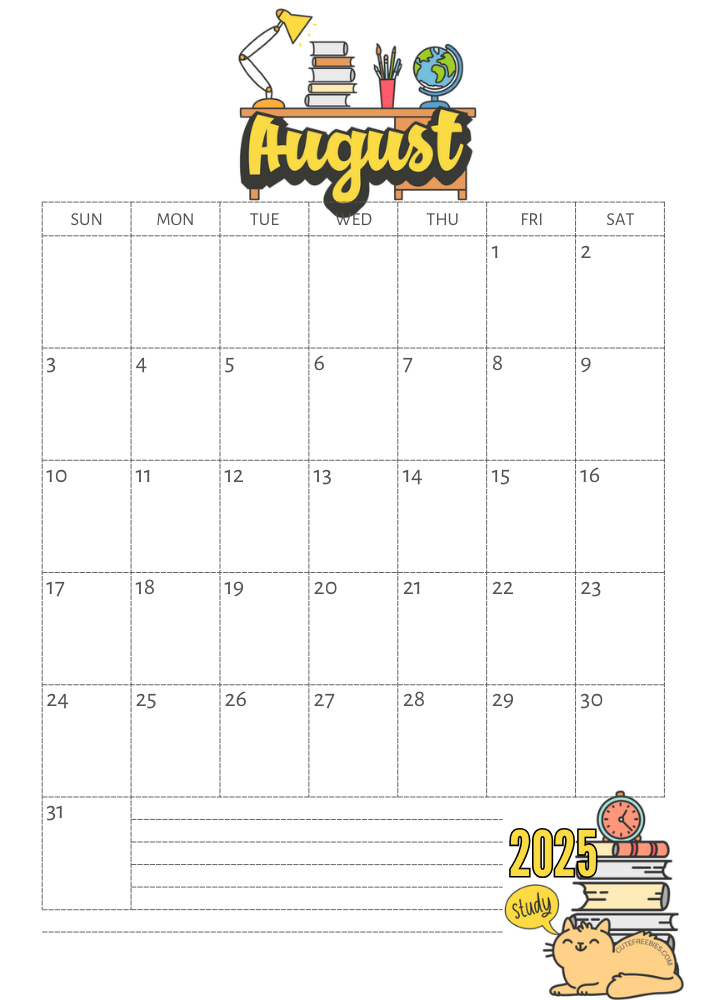 2025 2026 School Calendar Free Printable PDF Download - Cute Freebies ...