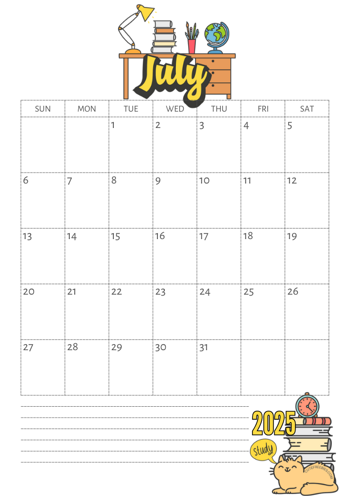 2025 2026 School Calendar Free Printable PDF Download - Cute Freebies ...