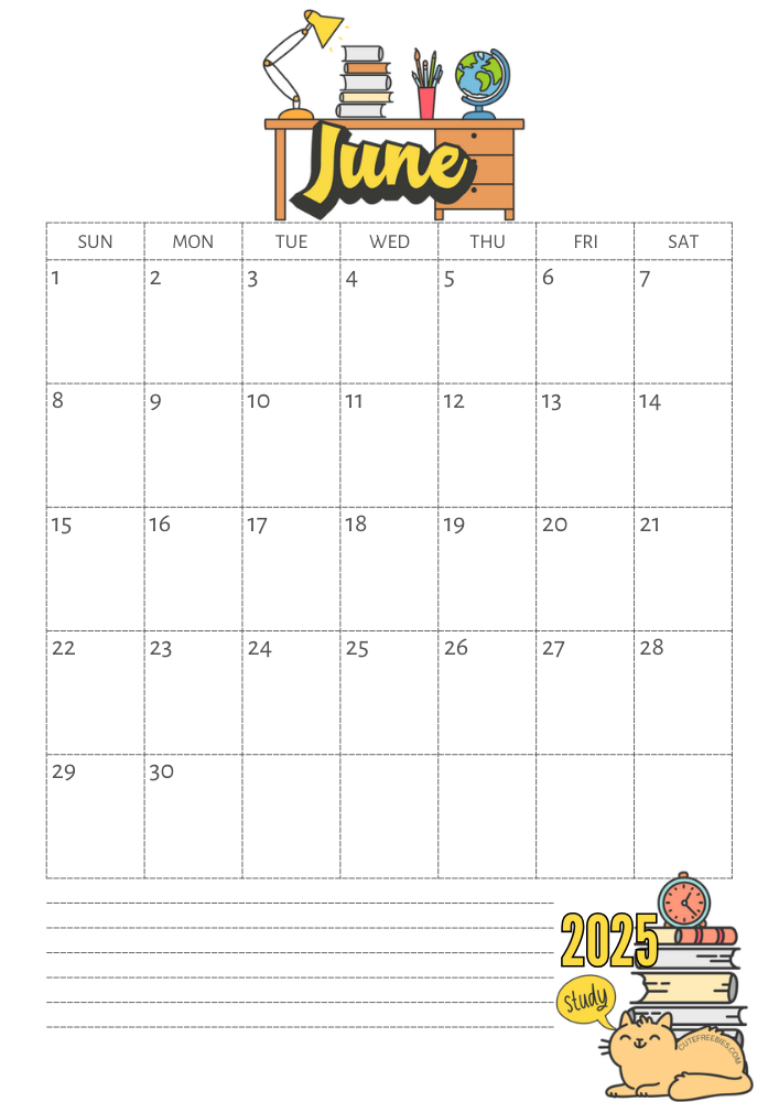 2025 2026 School Calendar Free Printable PDF Download - Cute Freebies ...