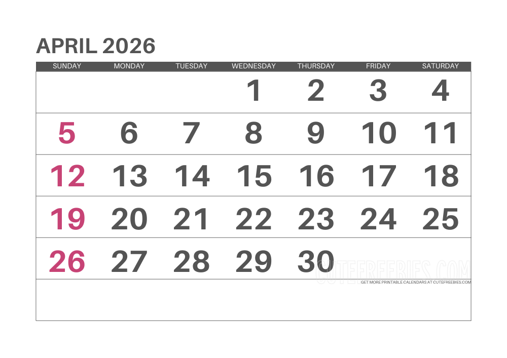 Download 2026 Printable Monthly Calendars And 2026 Planners - Cute ...