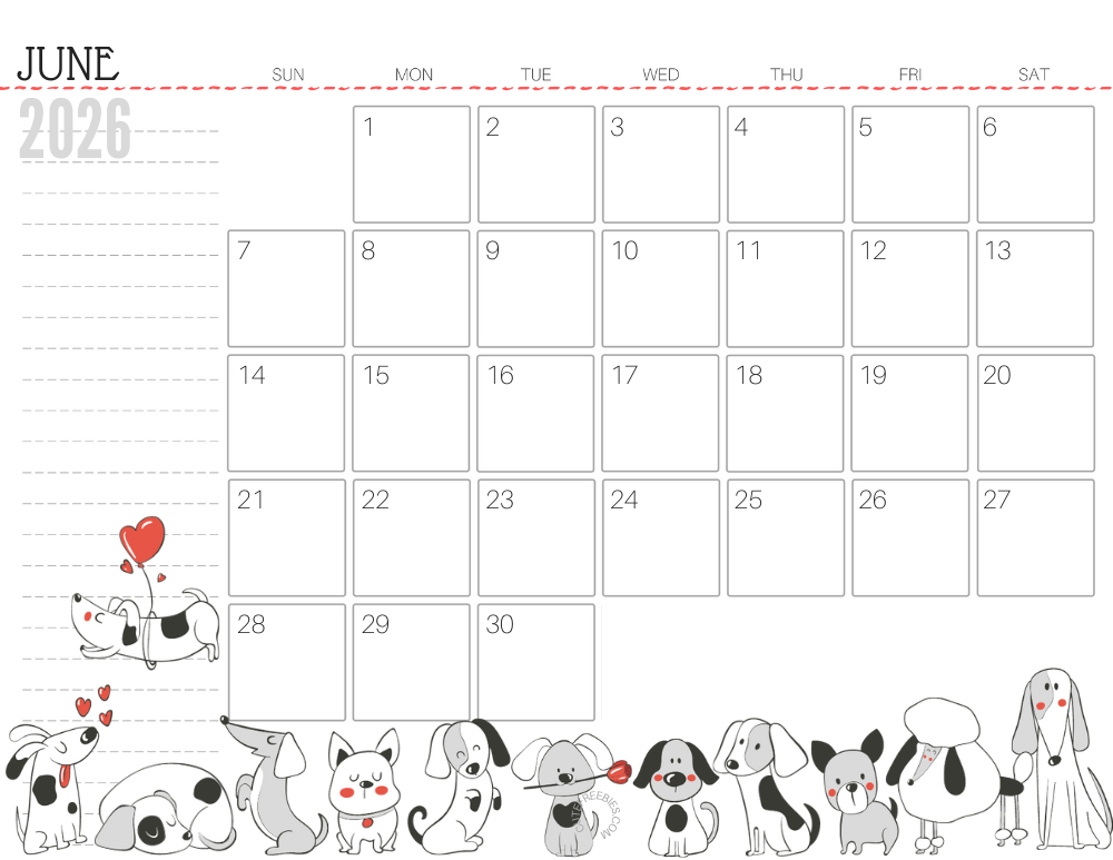 2026 Free Printable Dogs Calendar For A Happy Year - Cute Freebies For You